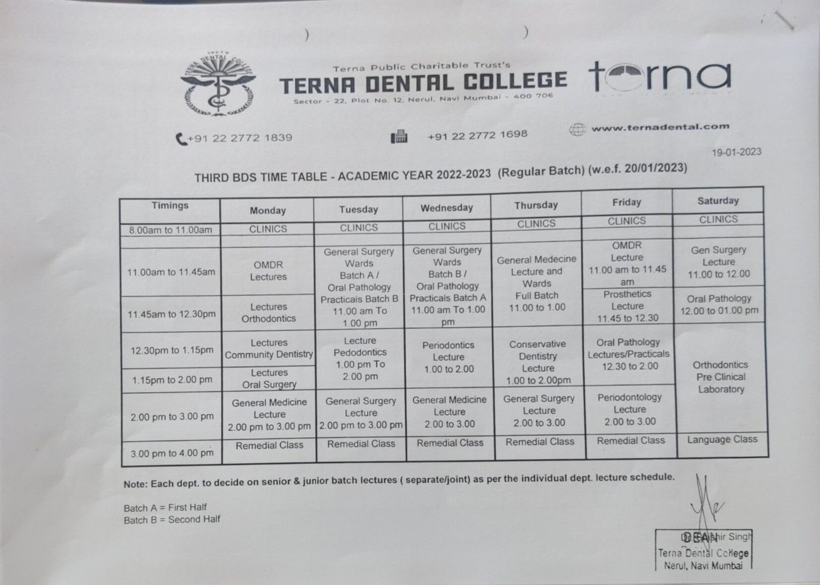 Syllabus & Time-Tables - Terna Dental College