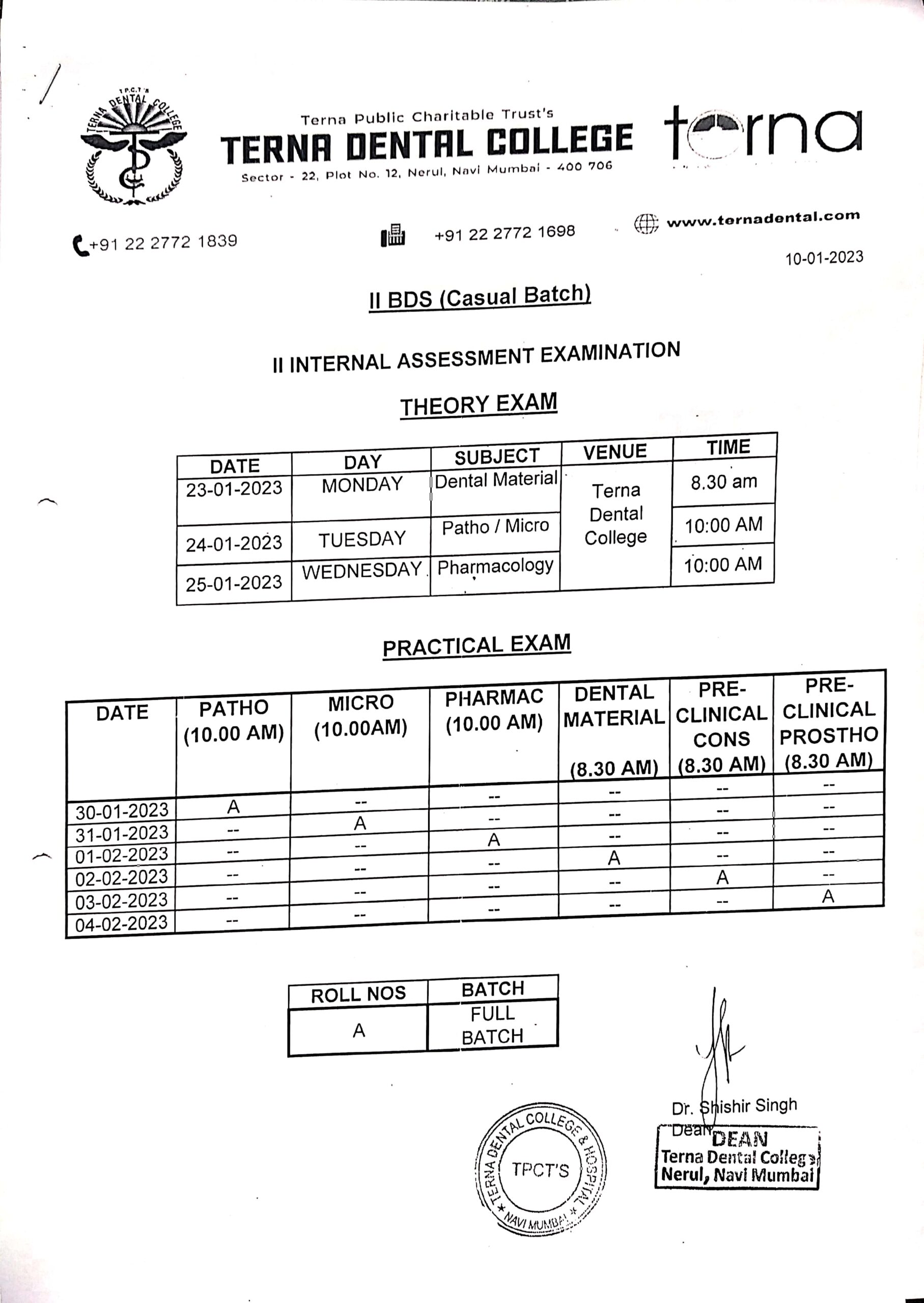 Syllabus & Time-Tables - Terna Dental College