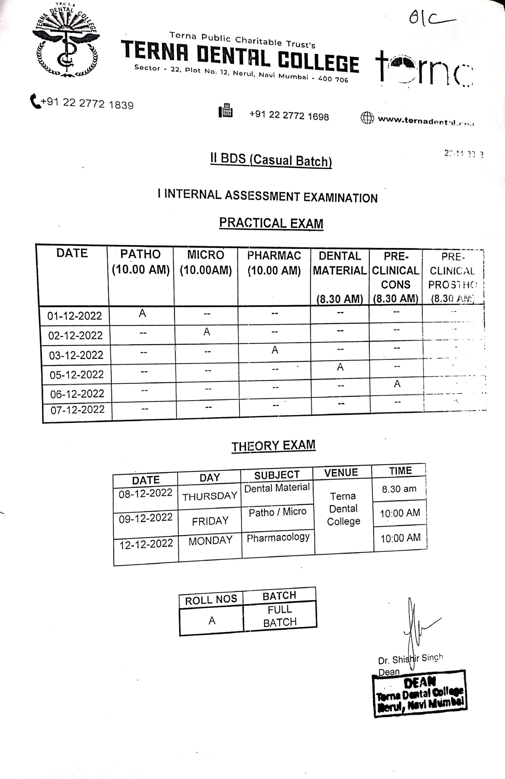 Syllabus & Time-Tables - Terna Dental College
