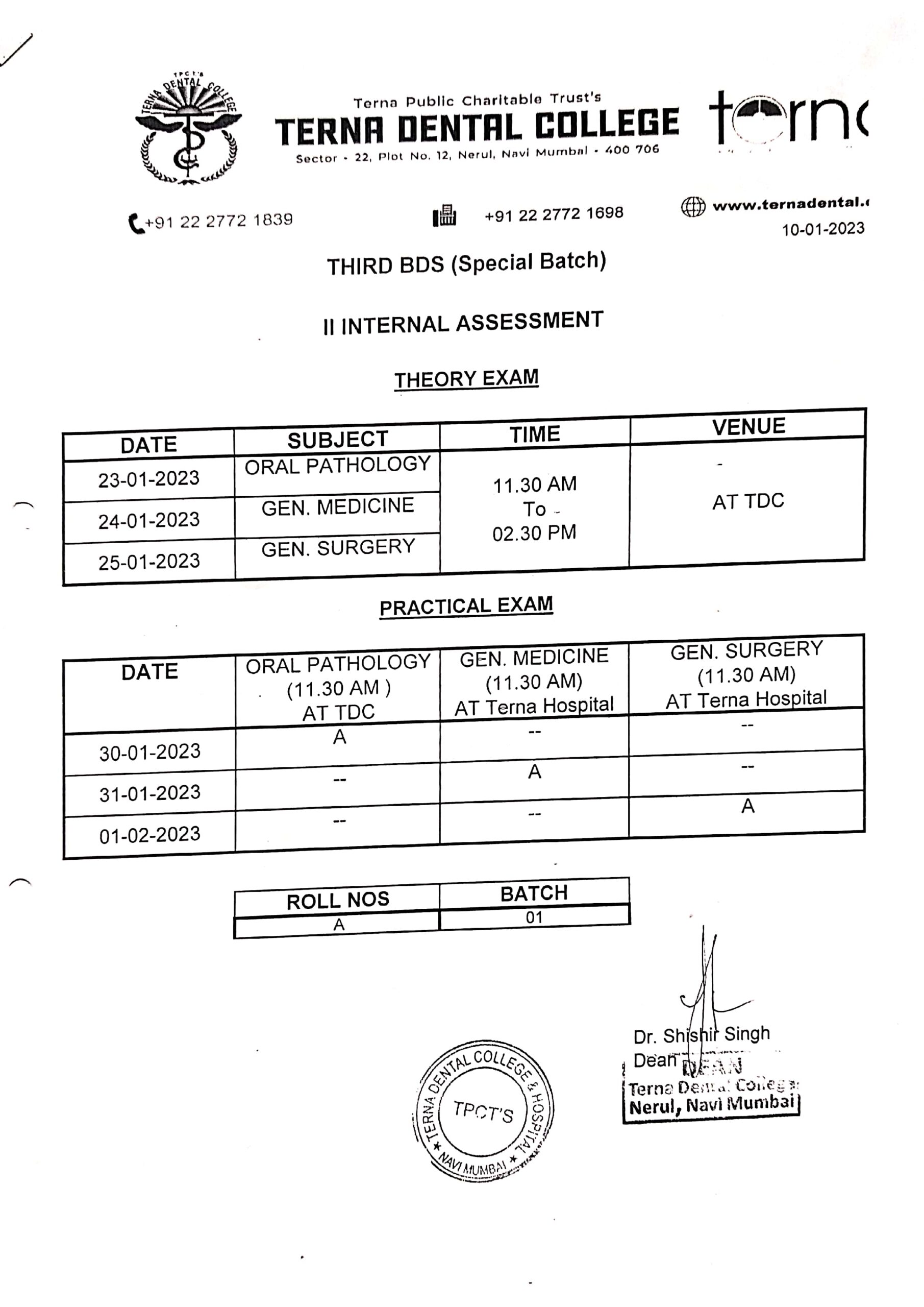 Syllabus & Time-Tables - Terna Dental College