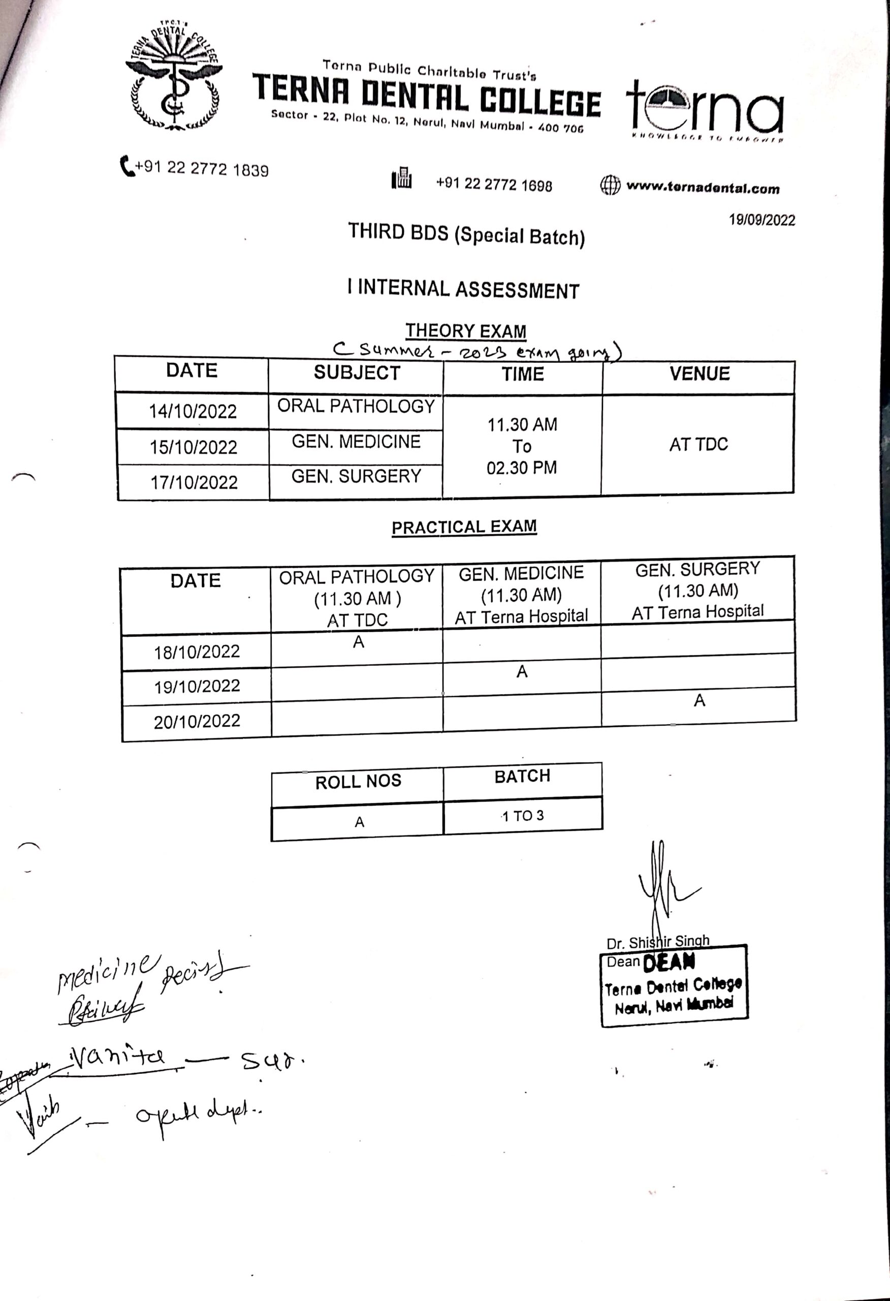 Syllabus & Time-Tables - Terna Dental College